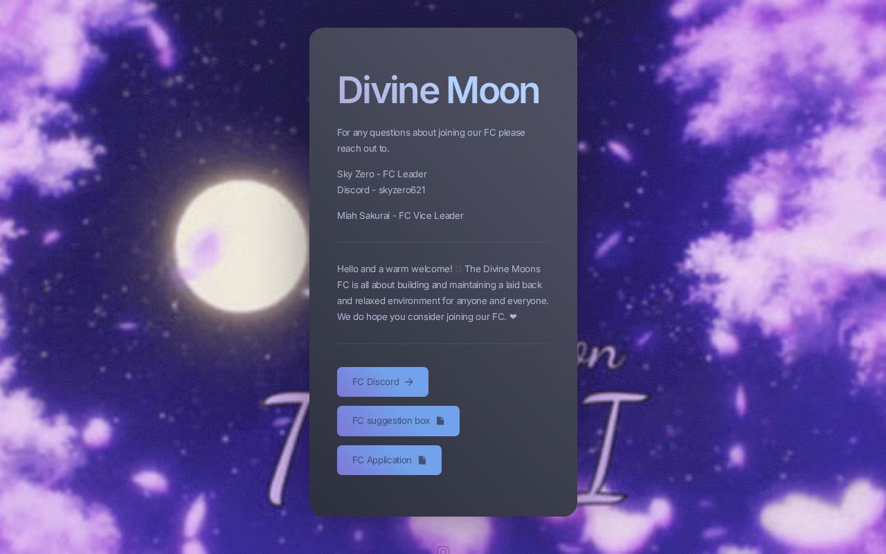 Divine Moon FC carrd